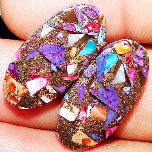 23.20Ct Copper Multi Color Turquoise Pair Green Purple Blue stone ...