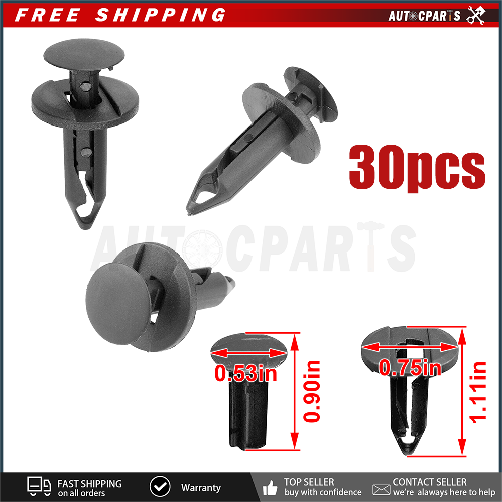 30 Push Clips For GM 11518017 Ford W708530-S300 Bumper Cover & Fender ...