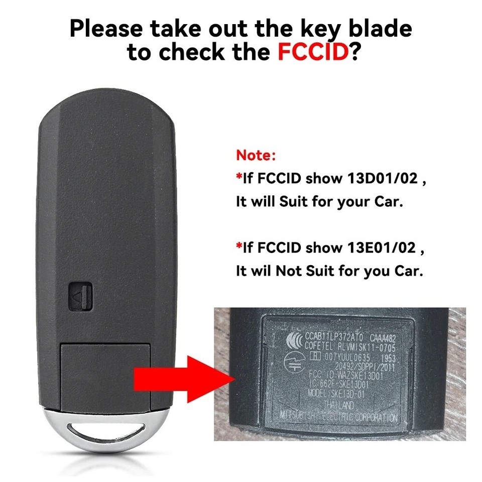 Fits 2013-2019 Mazda 3 CX-3 CX-5 CX-9 Smart Remote Key Fob SKE13D-01 ...