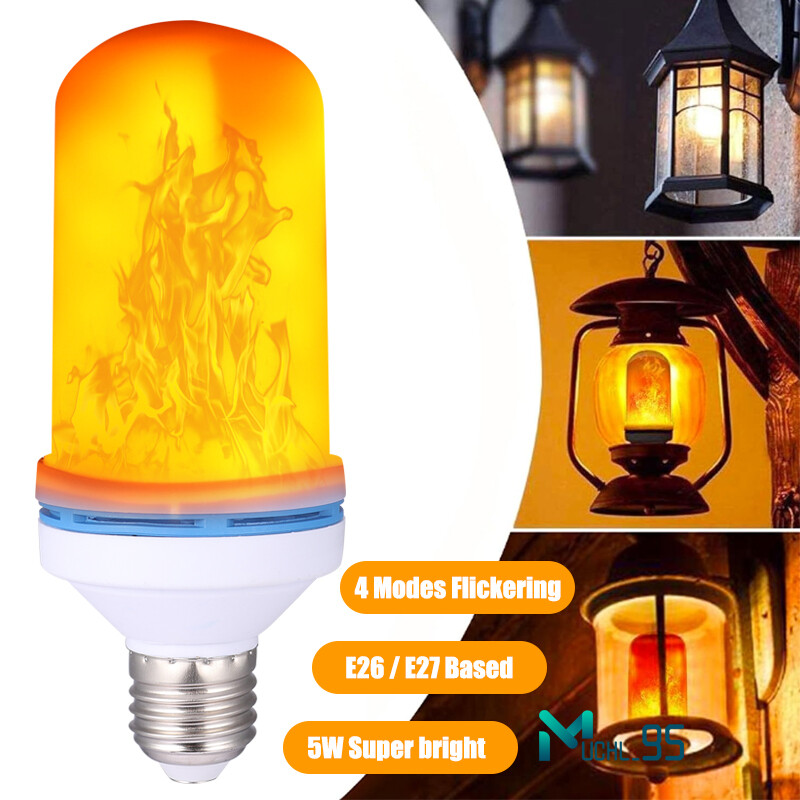 4 Modes LED Flame Effect Fire Light Bulbs Simulated Nature Flicker Lamp ...