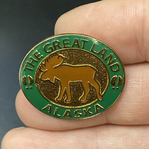 VTG The Great Land Alaska Alaskan Moose Hat Lapel Pin Souvenir | eBay