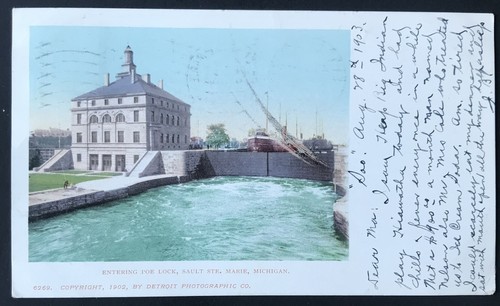 Antique Postcard~ Entering Poe Lock Sault Ste. Marie Michigan 1903 | eBay