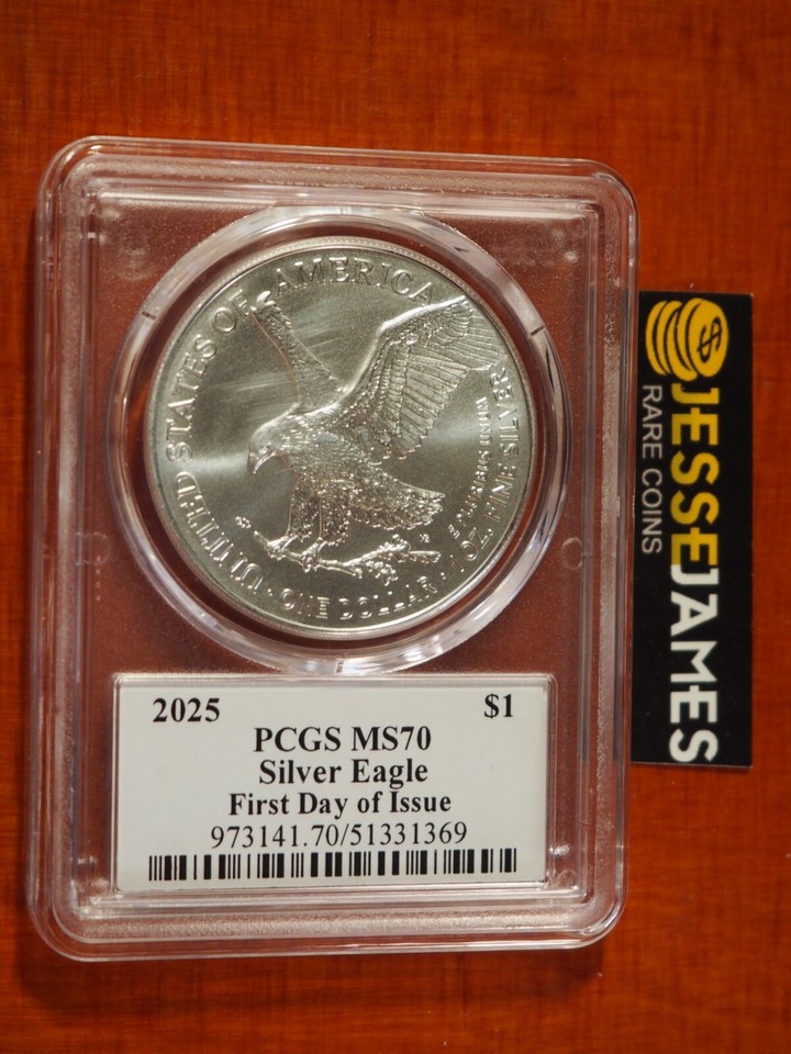 2025 SILVER EAGLE PCGS MS70 FLAG PAUL BALAN SIGNED FIRST DAY OF ISSUE ...