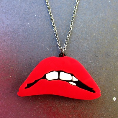 Rocky Horror Picture Show Red Biting Lips Pendant Necklace Double ...