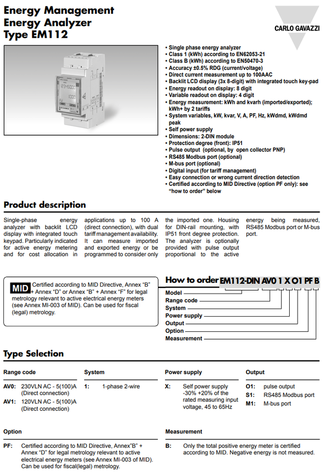 Victron ET112 energy meter upgrade: Carlo Gavazzi EM112 | eBay UK