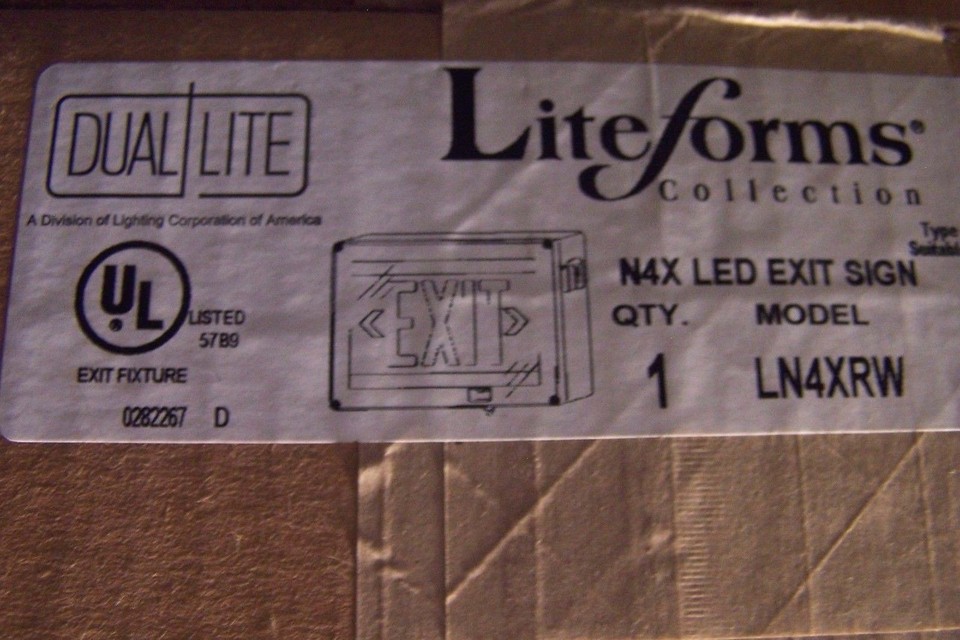 NEW DUAL-LITE LITEFORMS LN4XRW LED EXIT SIGN 120/277 VAC NEMA 4X ...
