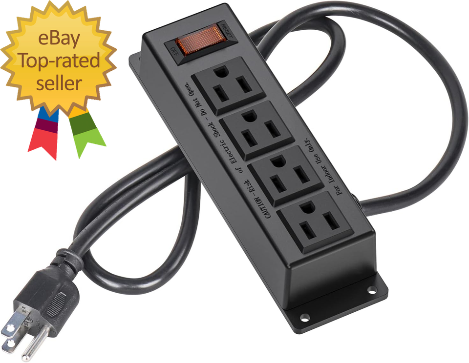Wall Mount Power Outlet Strip 4 Outlet Mountable Power Strip with ...