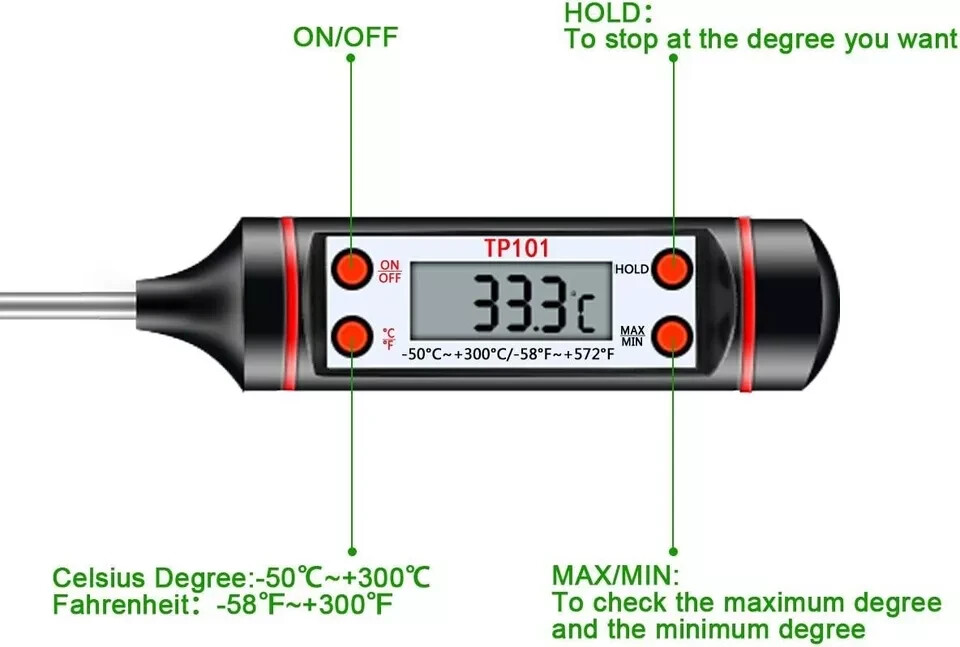 Digital Food Thermometer Meat Temperature Probe BBQ Turkey Kitchen Food ...
