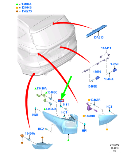 FORD KUGA MK2 C520 Rücklicht Mutter 5220494 W713474-S300 NEU ORIGINAL ...