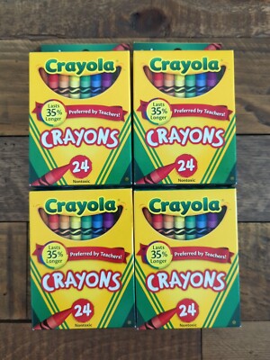 Lot Of 4 Boxes Crayola Crayons 24 Pack Lot Of 4 Boxes Nontoxic 96 Total ...