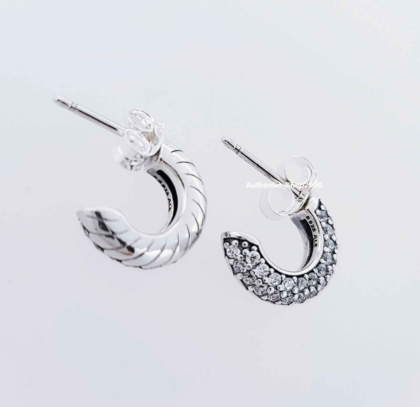 New Authentic PANDORA 925 Ale Pavé Snake Chain Pattern Hoop Earrings ...