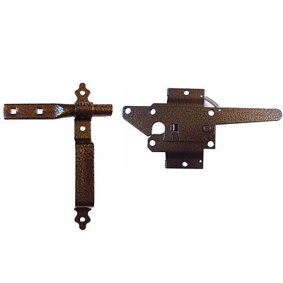 WOOD GATE LATCH & HANDLE KIT: Latch, Handle -Bronze Wood Gate Hardware ...