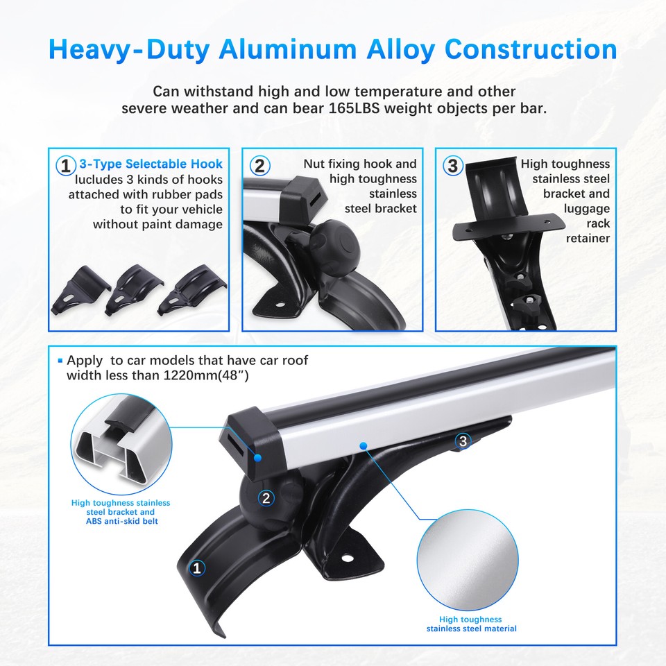 For Ford Fusion 2006-2020 Aluminum 48" Roof Rack Cross Bar Cargo ...