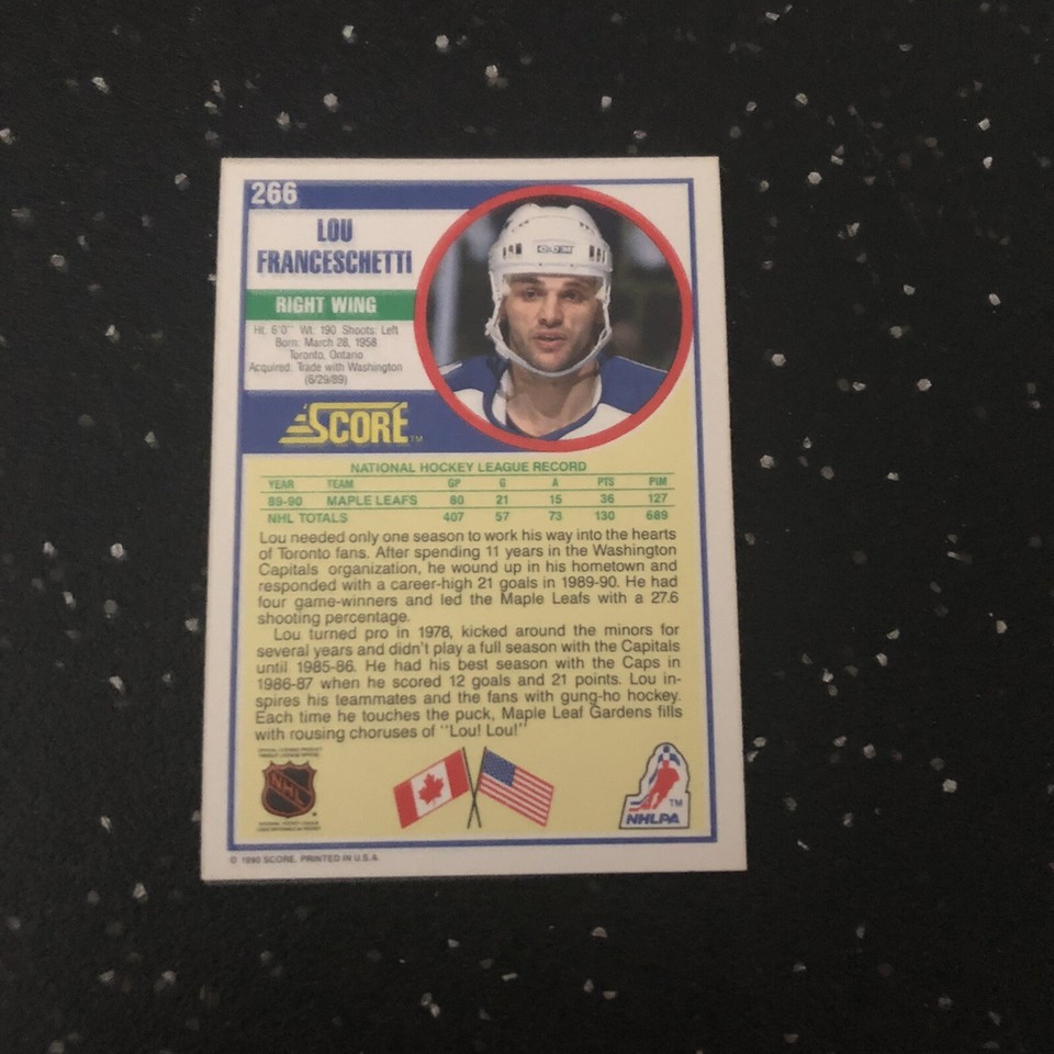 Lou Franceschetti 1990 Score Hockey #266 NHL Toronto Maple Leafs Right ...
