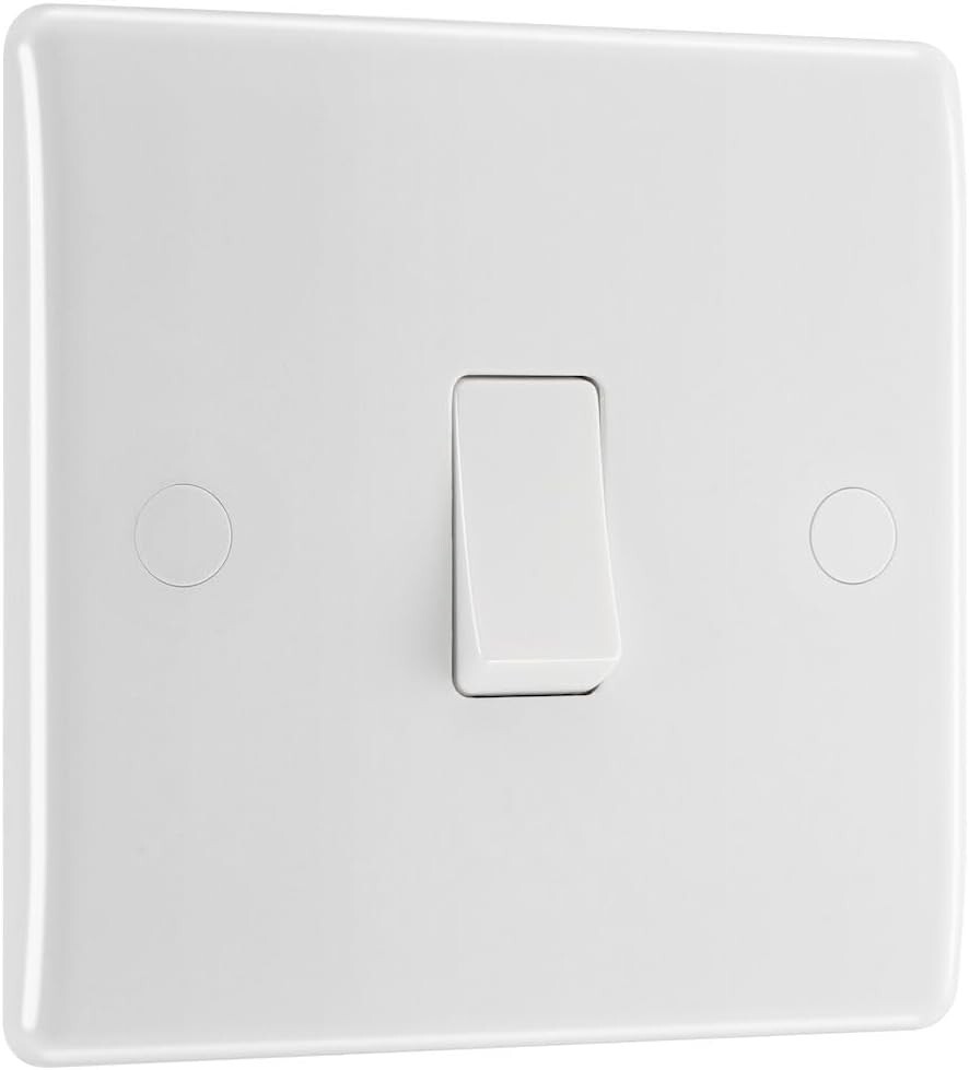 5 x BG Nexus 10AX Plate Switch 1 Gang 2 Way Slim White Light Switch ...