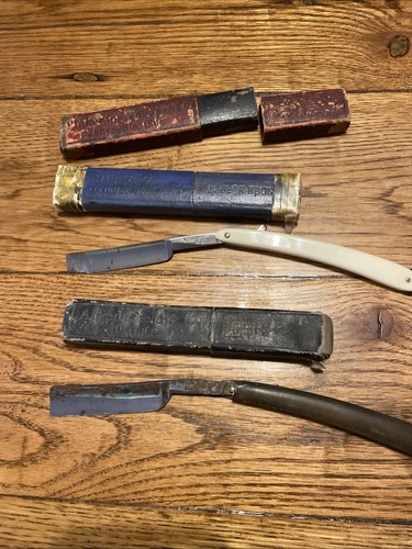 Vintage 2 Straight Razor Lot With Boxes Different Types And 1 Box No ...