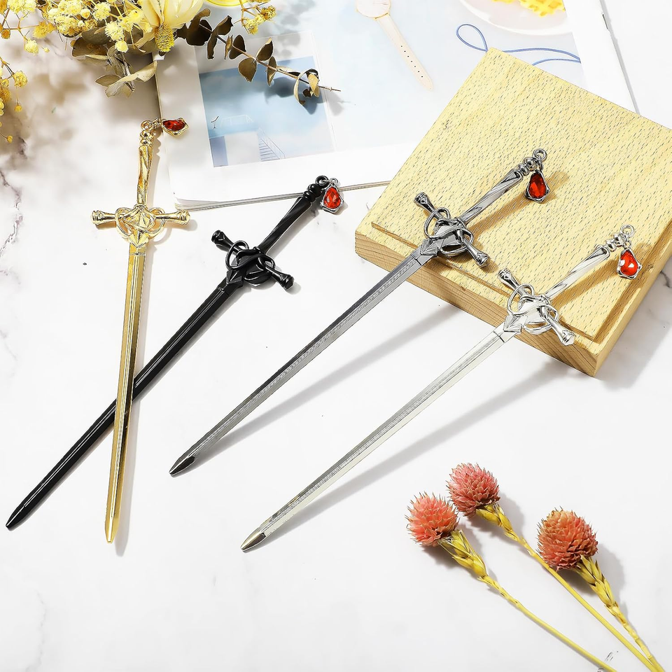 4Pcs Sword Hair Stick,Hair Chopsticks for Women,Vintage Design DIY Hair ...