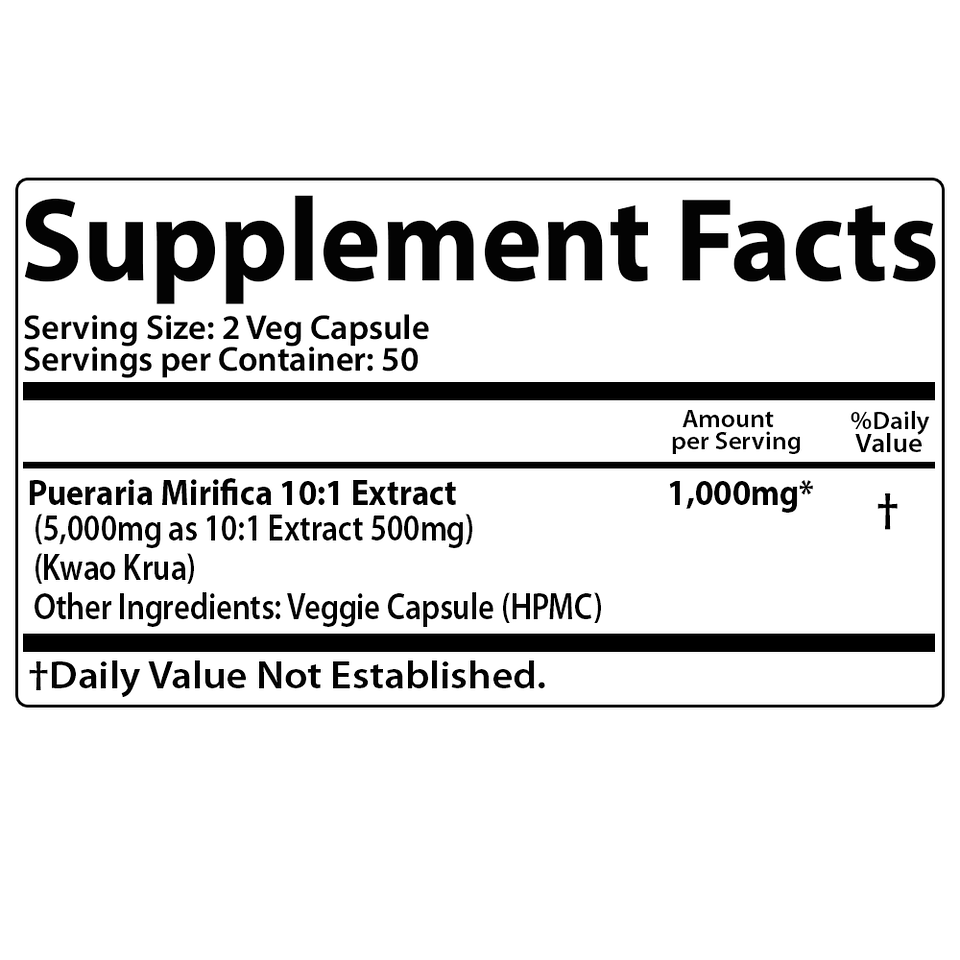 Pueraria Mirifica 5000mg Dietary Supplement Organic 100 Capsule For ...