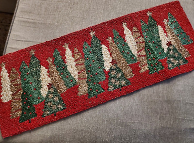 Rachel Zoe Christmas Happy Holidays Trees table runner 13” X 36 New | eBay
