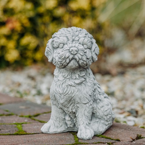 Shih-Tzu Dog Stone Figure H.28 Cm 23 X 17 Cm Gray 9 Kg Concrete Frost ...