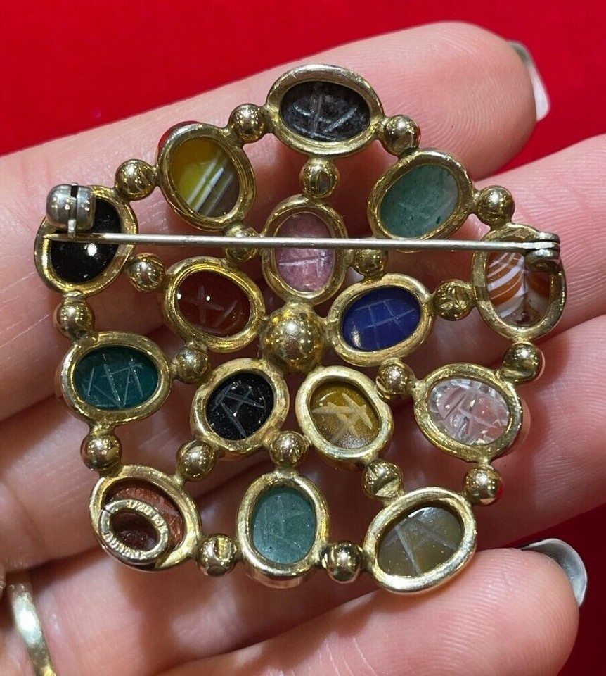 Carnelian Tiger's Green Onyx Unakite Scarab 12k GF Snowflake Filigree ...