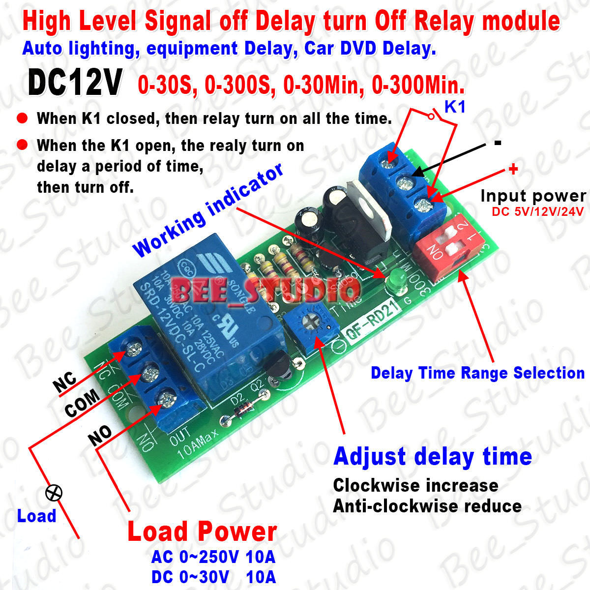 Regulador De Voltaje Can 5v Trigger A 12v Relay Timer Relay Delay Off ...