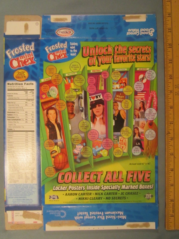2003 MT GENERAL MILLS Cereal Box FROSTED MINI CHEX JC Chasez [Y155C11o ...