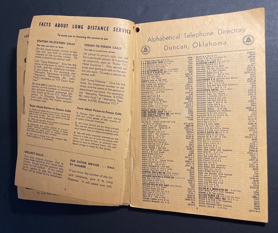 Duncan Oklahoma Telephone Directory February 1956 | eBay