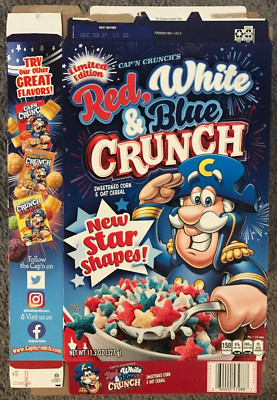 EMPTY Cap'n Crunch's Red White & Blue Crunch LE Cereal Box Quaker FLAT ...