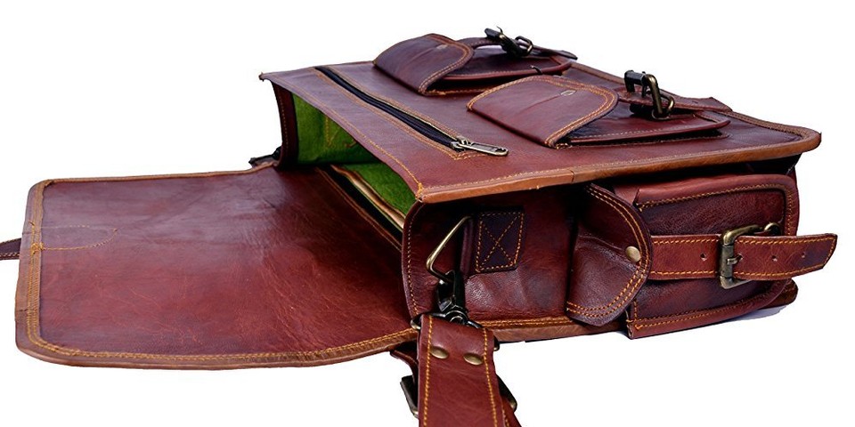 Vintage Leather Men's Handmade Brown Laptop Shoulder Satchel Messenger ...