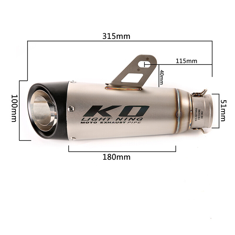 Pair 51mm Motorcycle Exhaust Tail Pipe Stainless Steel Muffler Escape ...