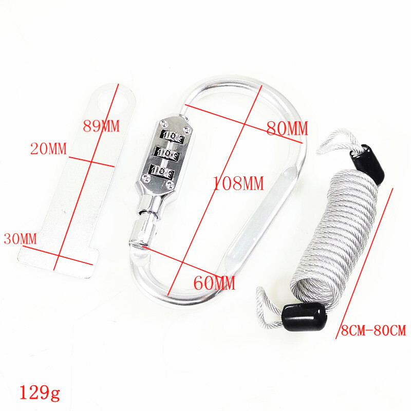 Black Helmet Security Locks 3 Digit Combination Lock Code Padlock & T ...