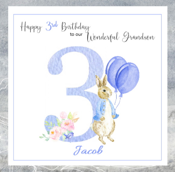 Personalised Handmade Peter Rabbit Age Birthday Card.1st, 2nd, 3rd, 4th ...