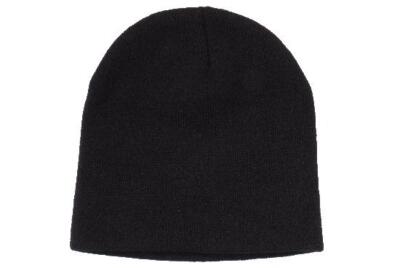 Rolled Down Black Beanie Hat Unisex Pull On Acrylic Headwear 4244 Plain ...