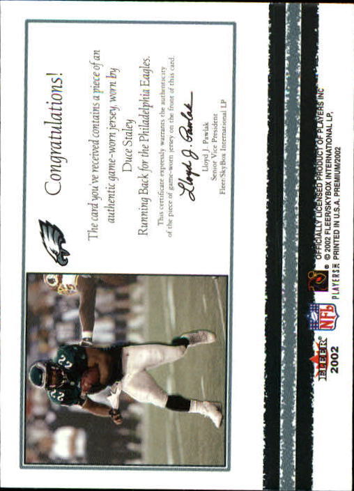 2002 Fleer Premium Prem Team Jerseys #10 Duce Staley Jsy - NM-MT | eBay