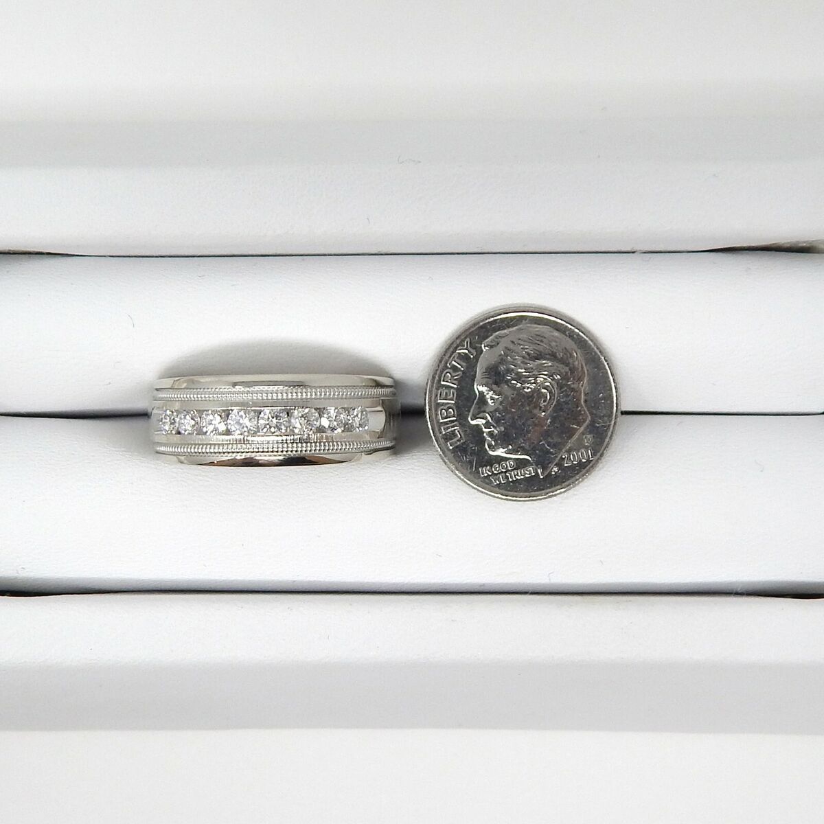 14 kt White Gold 8 Stone Diamond Wedding Half Band Ring Size 14 kt White Gold 8 Stone Diamond Wedding Half Band Ring Size