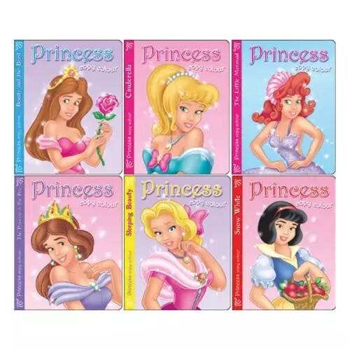 Princess Copy Colour Book Girls Colouring Cinderella Sleeping Beauty ...