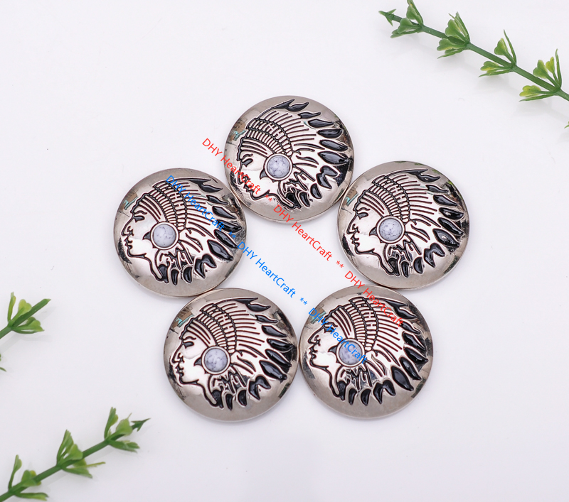 10x Silver Plated South Indian Chief Turquoise Leathercraft CONCHOS ...