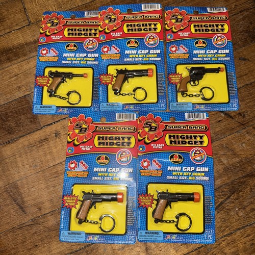NEW Lot 5 Super Bang Mighty Midget Die Cast Metal Mini Luger Cap Gun ...