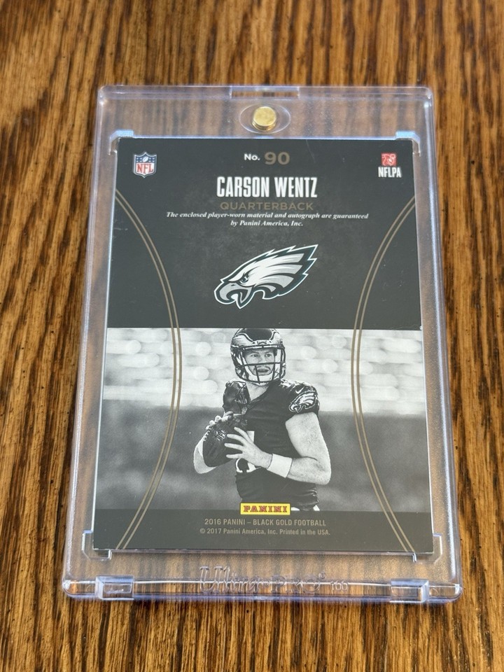 2016 Black Gold Carson Wentz Nike Swoosh 1/2 Auto RC RPA Sizeable ...