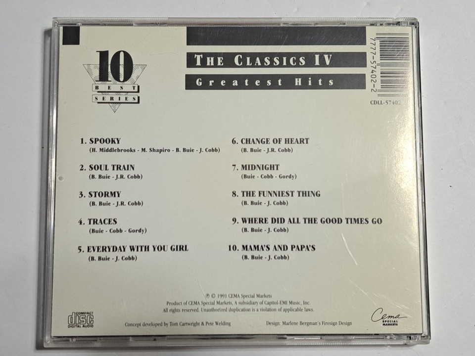 The Classics IV - The Classics IV Greatest Hits CD 1991 Pop Rock CEMA ...