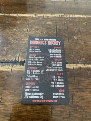 Shreveport Mudbugs 2025-26 NAHL Pocket Schedule Card | eBay