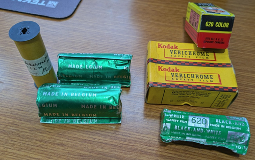 Vintage Film 7 assorted rolls, Verichrome, Panchrome, 620 Color, 620 B/W