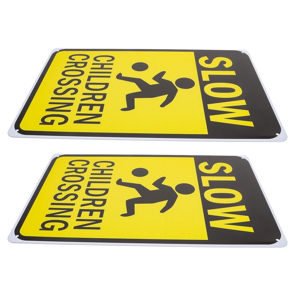 2 Pcs Children Crossing Sign for Street Slow down Signs Security Kids ...