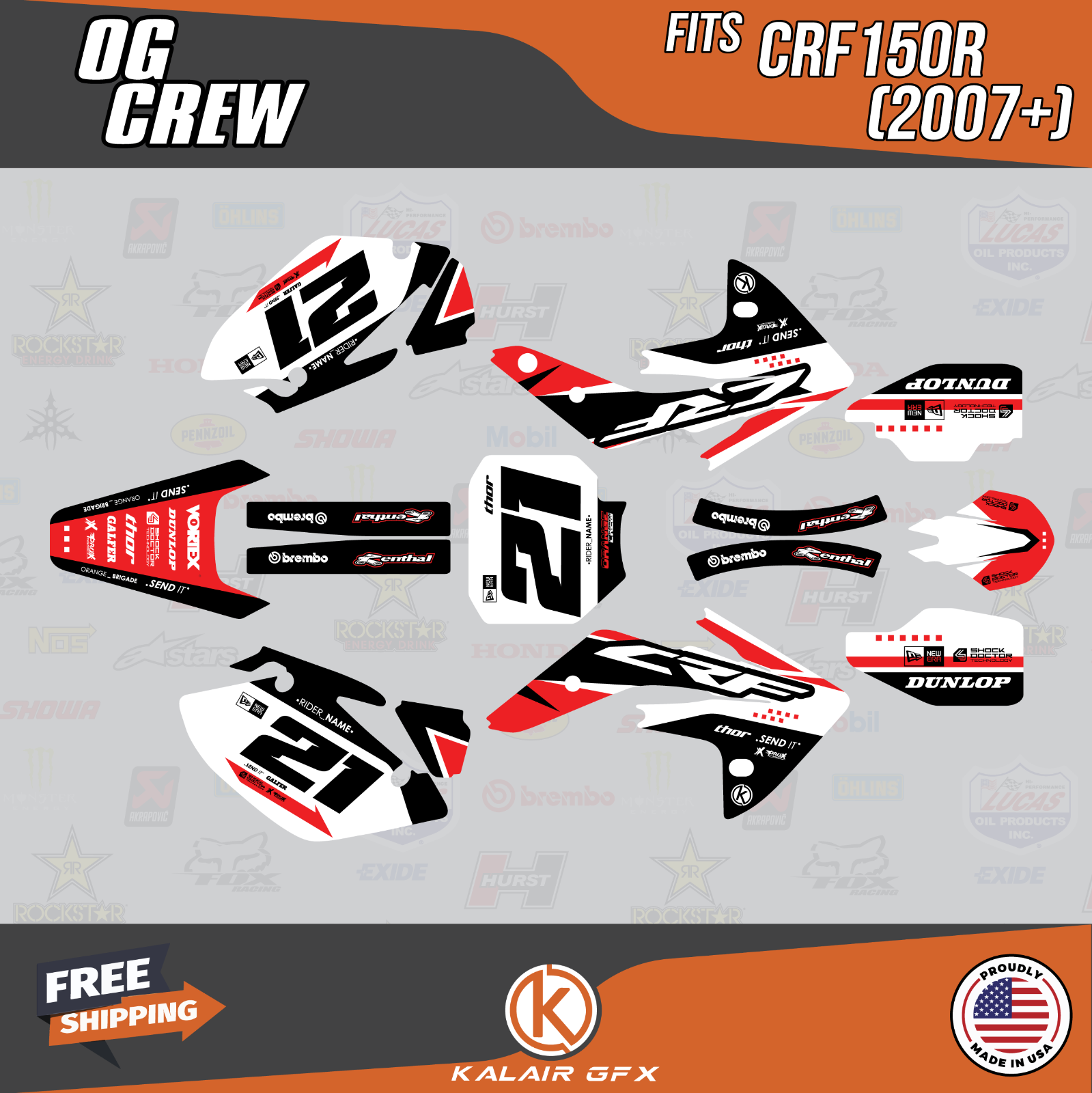 Graphics Kit for Honda CRF150R (2007-2023) CRF 150R OG Crew Series ...