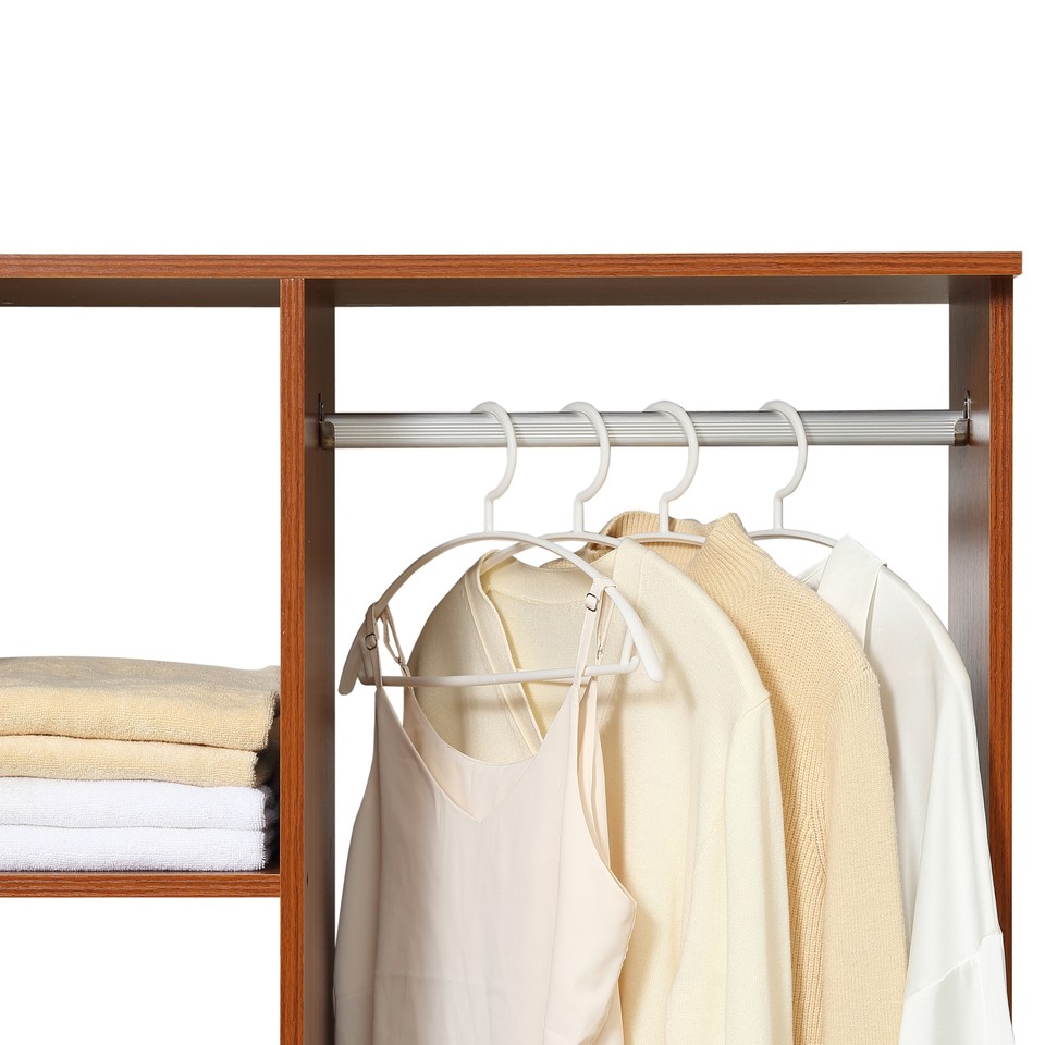 Single Mobile Open Wardrobe Storage Shelves Organizer With Clothes ...
