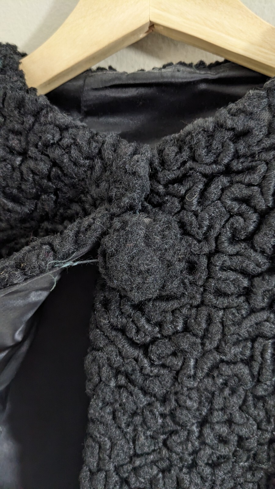 50s Vintage Faux Persian Curly Lamb Jacket With Rabbit Fur Cuffs ...