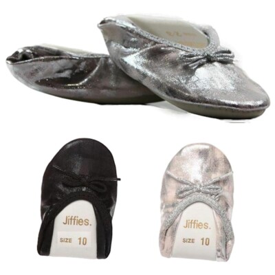 Jiffies Girls Clearance - Black / Silver Sparkle Kids Flats Dance ...