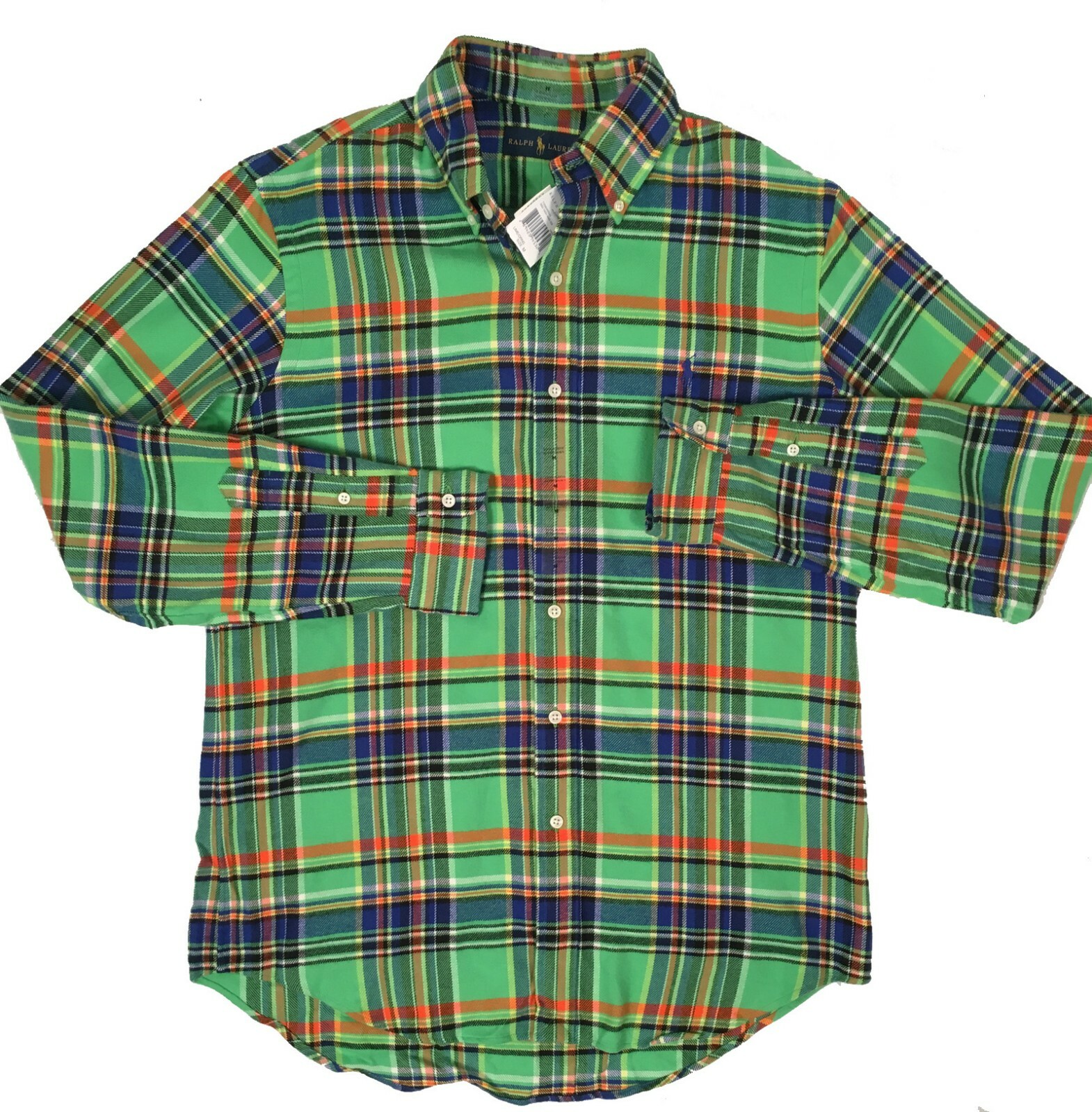 NEW Polo Ralph Lauren Flannel Shirt! Green Blue or Black Plaid Heavier ...