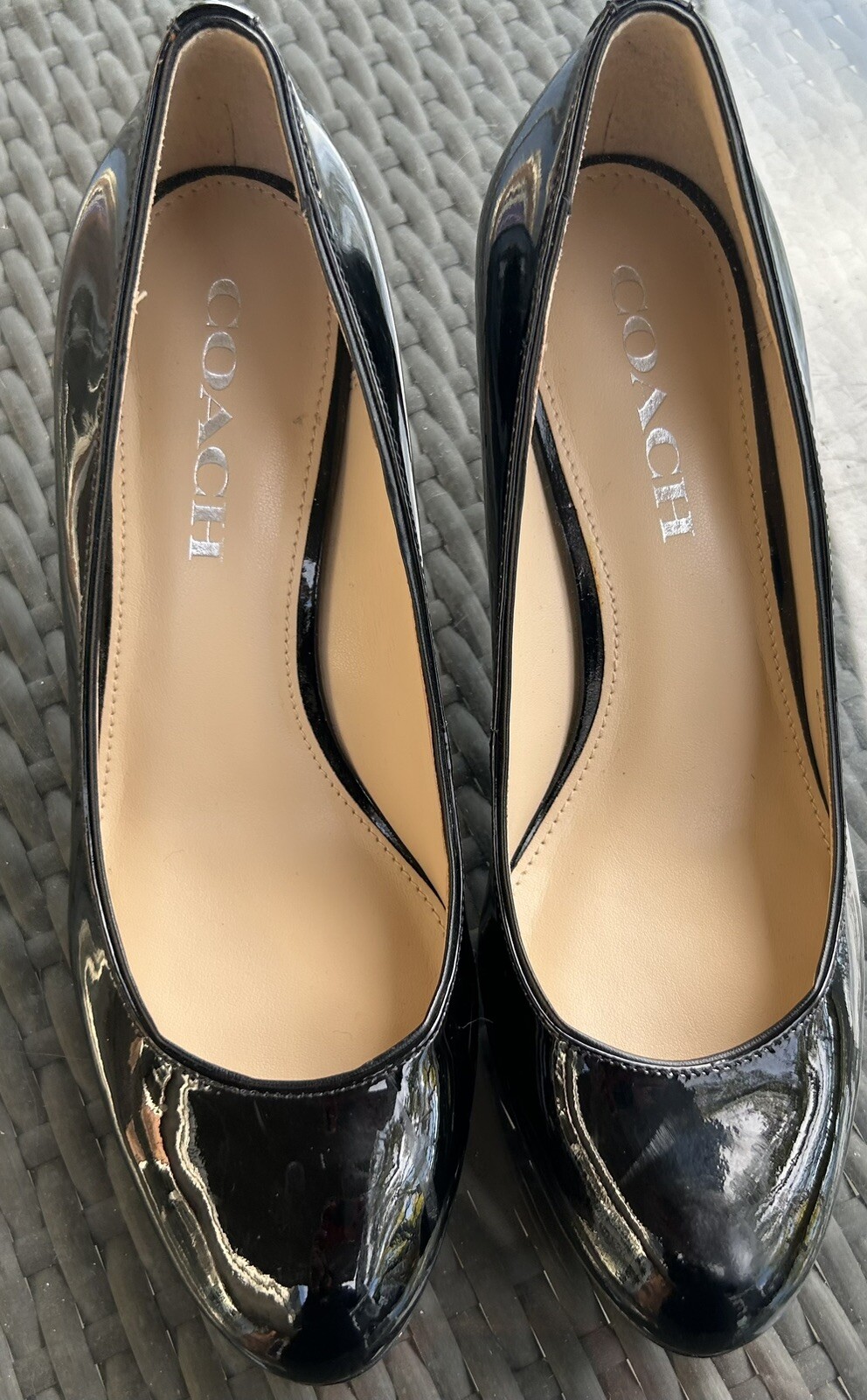Coach Devon Black Patent Leather Classic Mid Heel Pum… - Gem